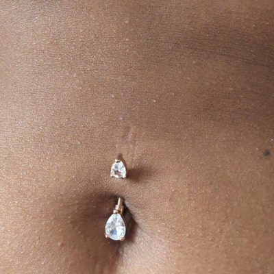 14G 316L Stainless Steel Crystal Belly Button Ring/ Silver/ Rose Gold Navel Ring/belly Button ...