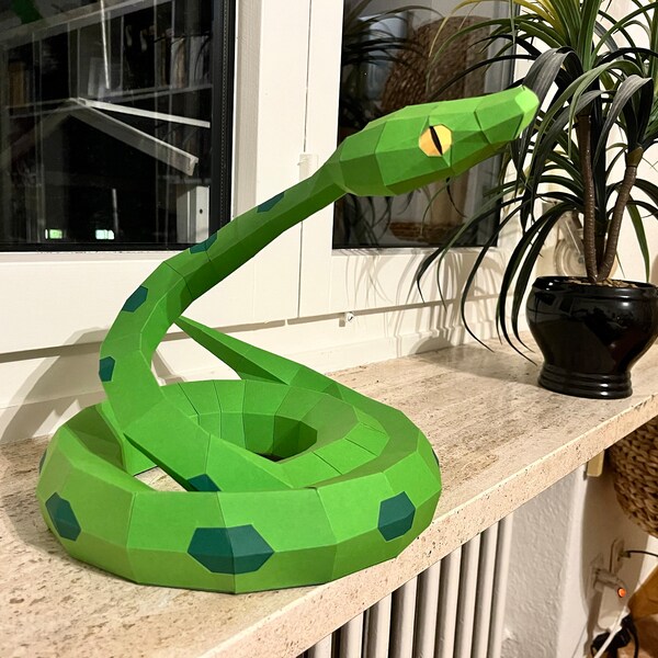 Papercraft 3d SNAKE 3D Python VIPER Low Poly Paper Sculpture Diy Gift ...