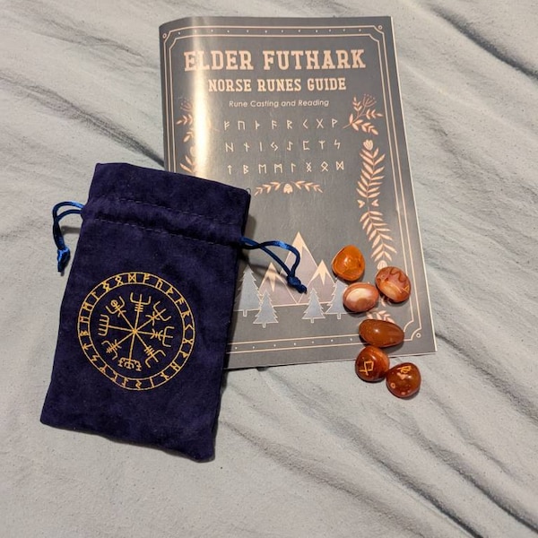 Rune Stones Gift Set Includes 21 Page Guide Book and Free Bag ...