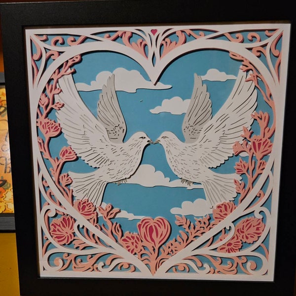 Love Doves Shadow Box SVG Template, Wedding Gift (digital Files) - Etsy