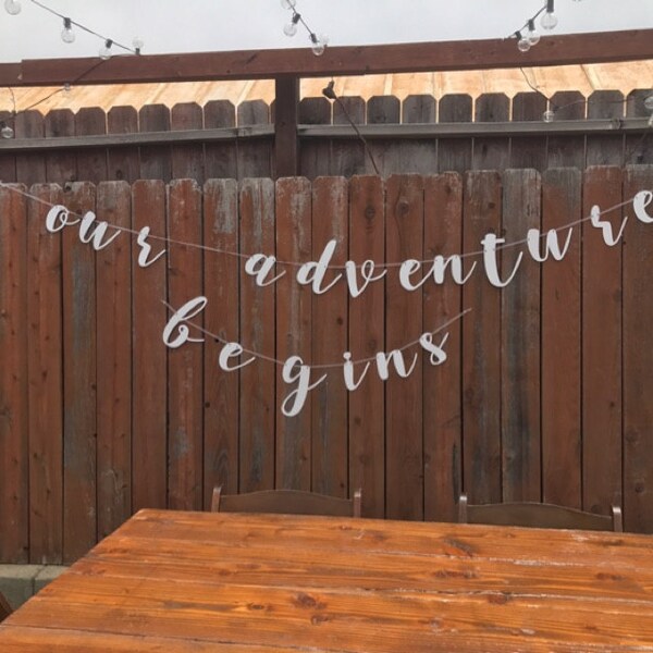 Our Adventure Begins Banner, Wedding Banner, Baby Shower Banner, Gold ...