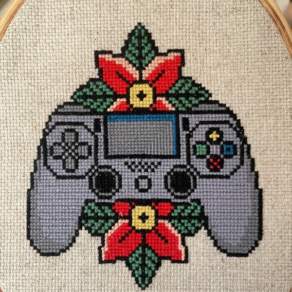 Game Joystick Cross Stitch Pattern, Gamer Console Embroidery, Play ...