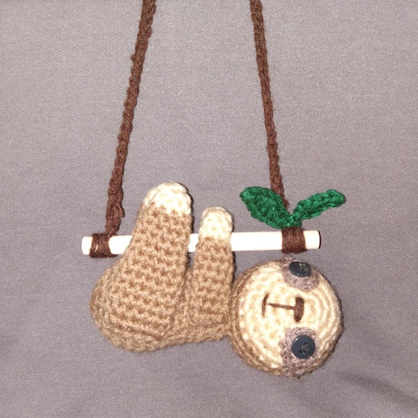 CROCHET PATTERN Hanging Sloth, Crochet Mini Sloth Pattern, Crochet Car ...