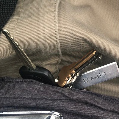 Personalized Keychain, Hand Stamped, You Choose Wording Custom Gift ...