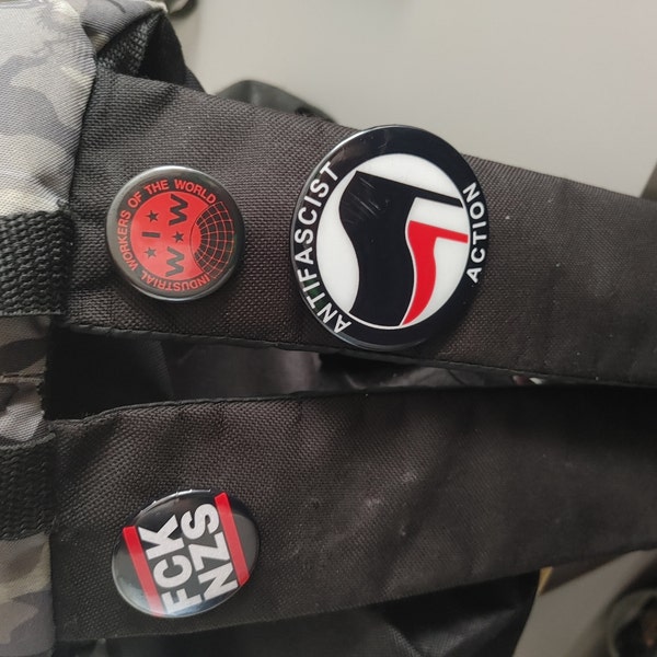Antifascist Action Flag Pinback Button: Activist Badge - Etsy