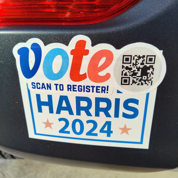 QR Code Vote Sticker for Car, 5.25" Vote Bumper Sticker, Register to ...