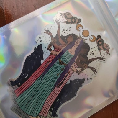 Hecate Triple Goddess Holographic Sticker, Witchy Triple Goddess ...