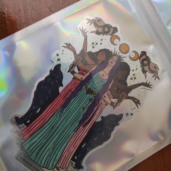 Hecate Triple Goddess Holographic Sticker, Witchy Triple Goddess ...