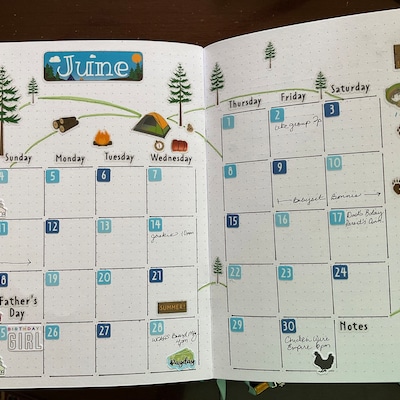 June Monthly Bullet Journal Sticker Kit Strawberry Themed - Etsy