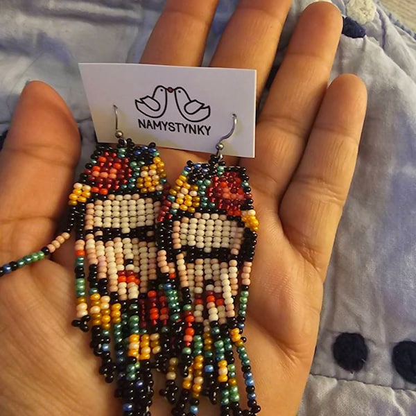 Mountain Landscape Beaded Earrings Fireweed Flowers Beadwork Earrings ...