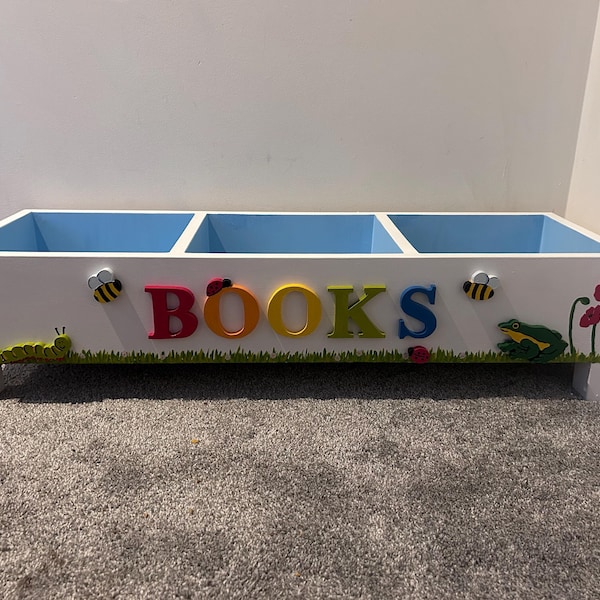 White Book Storage Bin - Toy Storage - Book Box Nursery Book Shelf ...