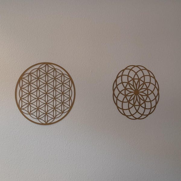 Sacred Geometry Wooden Wall Art, Flower of Life (copper Textured) Yin ...