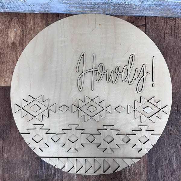 Howdy Boho Pattern Digital Design, Door Hanger Cut File, Aztec Inspired ...