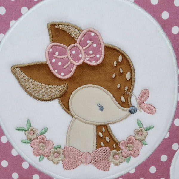Doe With Flowers Machine Embroidery Design: Deer Applique (4x4 5x5 6x6 ...