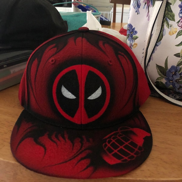 Airbrushed Deadpool Snapback Hat Hand Painted Airbrush - Etsy