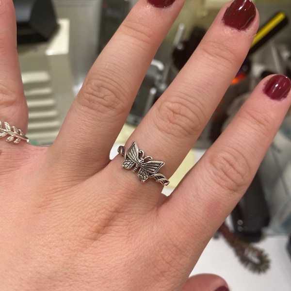 Butterfly Band Ring Solid 925 Sterling Silver Butterfly Ring Statement ...