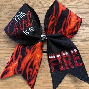This Girl/coach/mom is on Fire Cheer Bow/ Dance Bow/ Softball Bow - Etsy