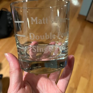 Custom Pour Line Whiskey Glass. Funny Whiskey Glass. Single Pour Double ...