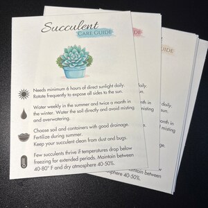 Succulent Care Card, Plant Card, Mini Care Cards, Plant Label, Care ...