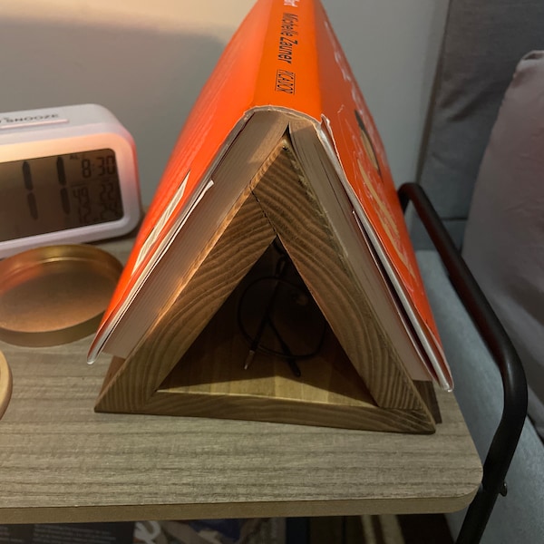 WOODEN Triangle BOOKREST | Book ORGANISER | Rustic Bedside Table Phone ...