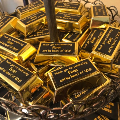 20 Gold Brick Bar Favor Boxes for Golden Birthday, Heart of Gold, Fab ...