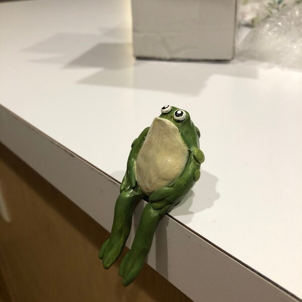 Handmade Polymer Clay Green Small Tiny Toad Figurine Personalized Gift ...