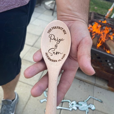 Wood Mixing Spoon the Perfect Mix Personalized Name Wedding Gift Laser ...
