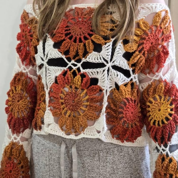 Gerbera Daisy Crochet Top Pattern PDF – Floral Summer Crochet Top PDF ...