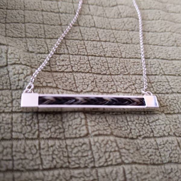 Horizontal Bar Sterling Silver Braided Horse Hair Pendant Necklace ...