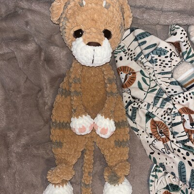 Crochet Tiger Lovey, Soft Snuggler Toy, Stuffed Plush Animal, Baby ...
