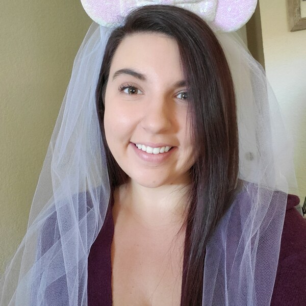 Bride Veil Minnie Mouse Ears, Disney Mickey Ears, White Iridescent ...