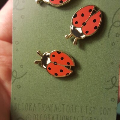 Set of 3 Tiny Ladybug Enamel Pins // Hard Enamel Pin, Bug Pin, Animal ...