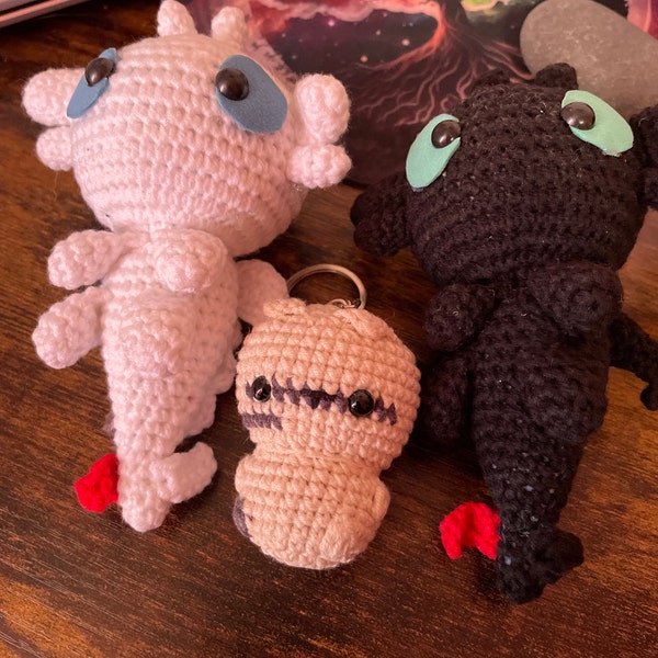 Toothless Dragon Crochet Plush, How to Train Your Dragon, Night Fury ...