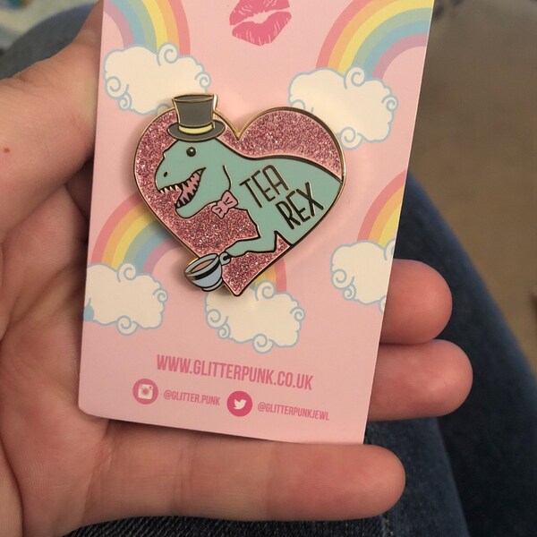 Tea Rex T-rex Hard Enamel Pin Badge Tyrannosaurus Rex Pin Trex Tea Pin ...