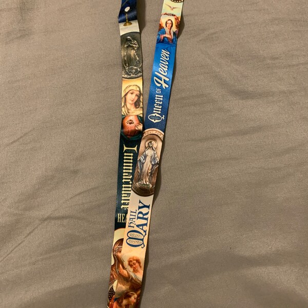 Mary Lanyard Catholic ID Badge Holder Marian Blessed Mother Lanyard ...