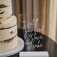 CAKE SIGN All You Need is Love and Cake Acrylic Clear Black Frosted ...