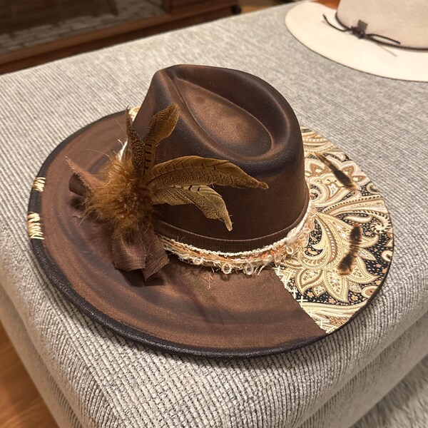 Custom Hand Burned Hat | Hand Burned Wide Brim Hat | Custom Branded Hat ...