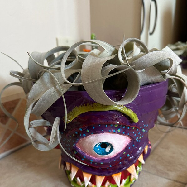 Cyclops Bottle Sculpture Clay Art Piece, Ocean Decor Monster Art ...