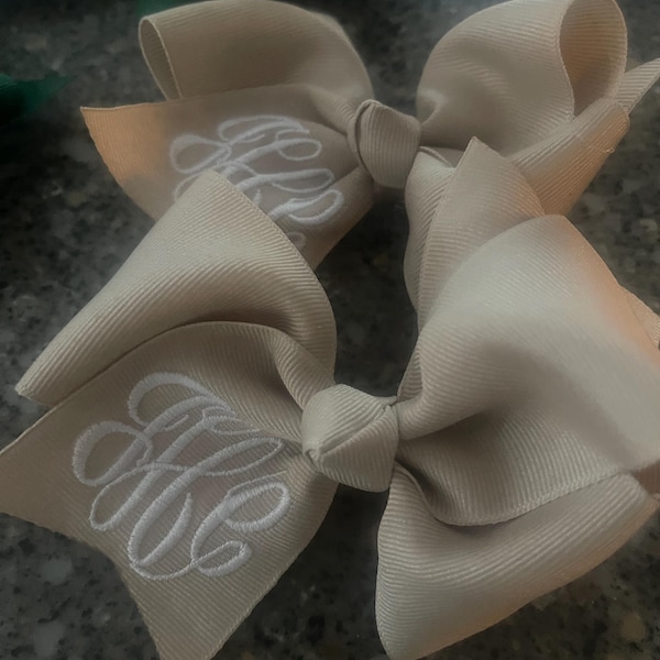 Monogrammed Rose Hair Bow - Custom Bow With Initials - Bow With ...