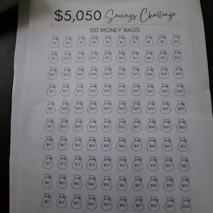 100 Envelope Challenge Printable, 5050 Money Savings Printable ...