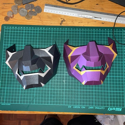 Oni Demon Mask Hannya Full Face Mask DIY Papercraft PDF Template - Etsy