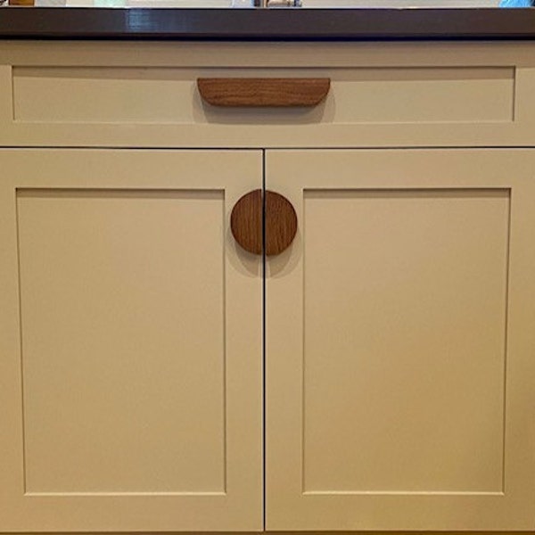 Half Moon Wood Handle for Your Cabinet, Solid Oak Drawer Knob, Large ...