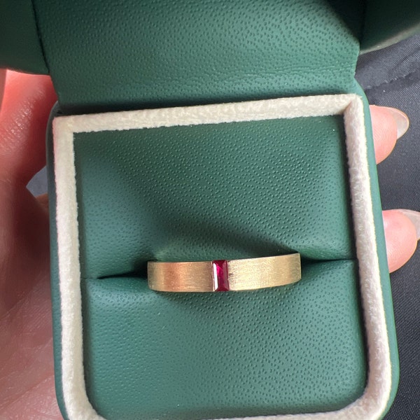 4 Carat Ruby Ring / Yellow Gold Ruby Engagement Ring / Anniversary Ring ...