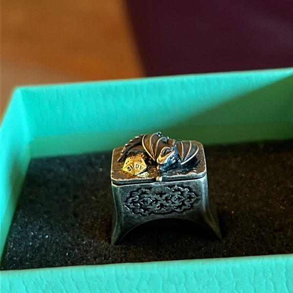 Dragon Ring Box and Mini Dice Set for DND Custom Engraved Text Ring D20 ...