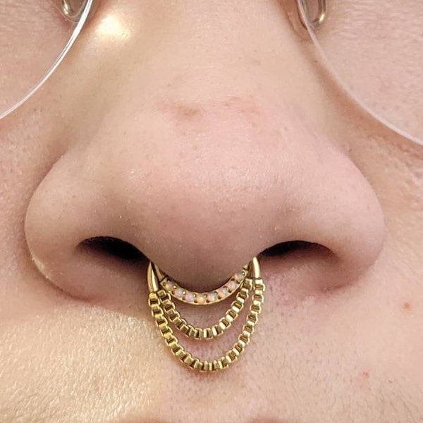 20g Gold CZ Dangling Nose Ring. Bendable Sparkling Gem Nose Ring Hoop ...