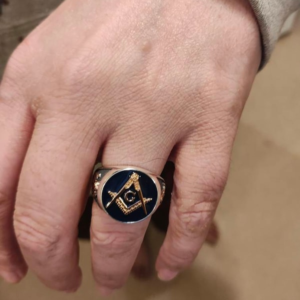 Masonic Ring Blue Lodge Signet Ring Master Mason Freemason Jewelry Gift ...