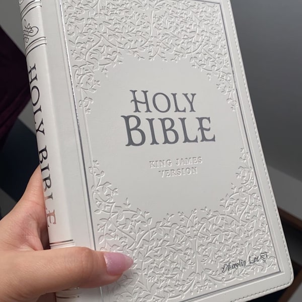 PERSONALIZED *** KJV Holy Bible Large-print Thinline White - Indexed ...
