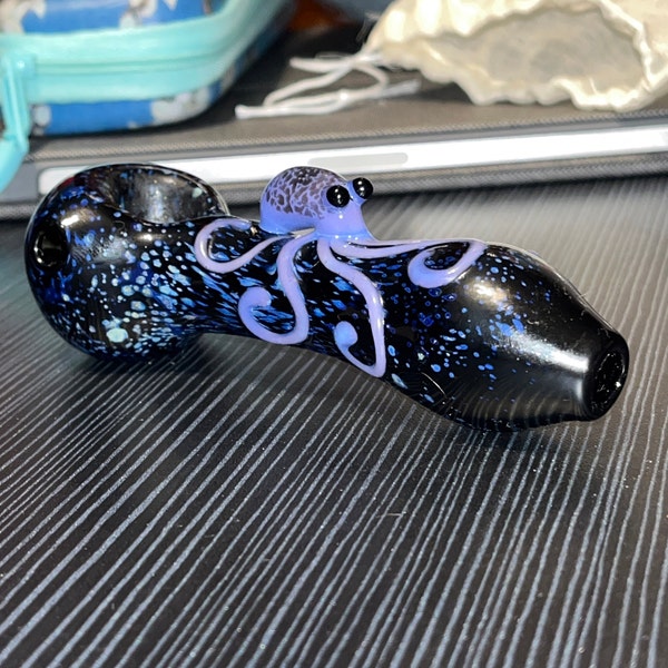 Glass Octopus Pipe - Purple & Black Hand Blown Smoking Pipe - Glass ...
