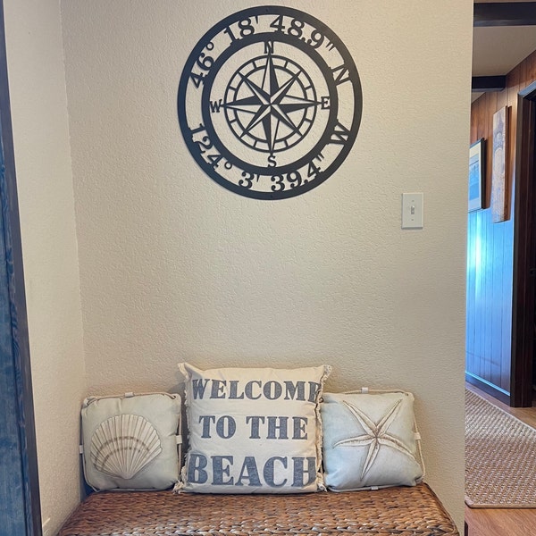 Personalized Compass GPS Coordinates Metal Wall Art Sign - Makes a ...