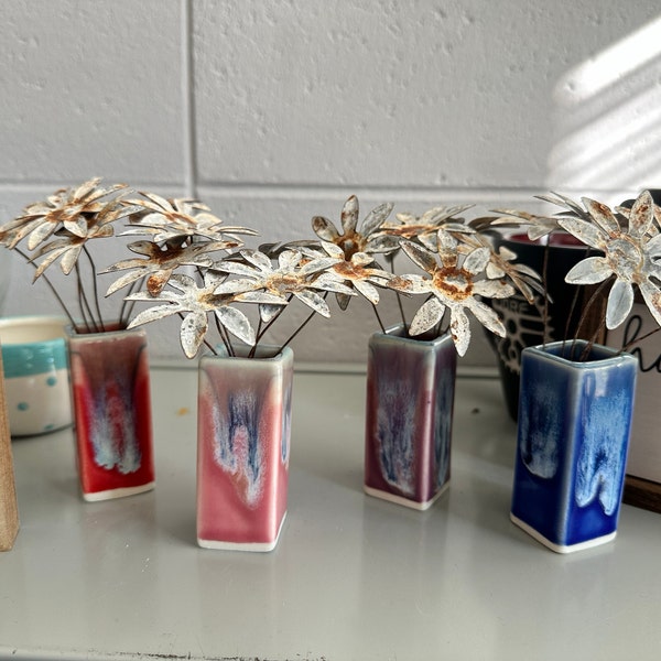 Handmade Porcelain Drippy Bud Vase: Reactive Glazes, Windowsill Decor ...